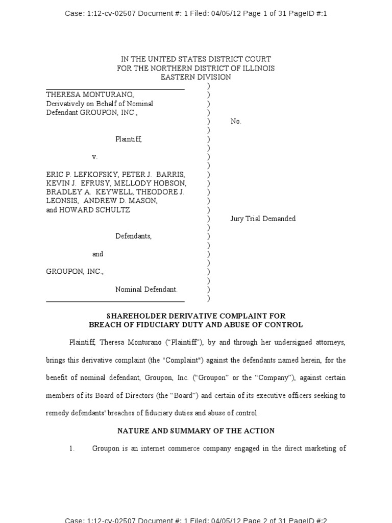 Groupon Derivative Suit | PDF | Board Of Directors | Audit