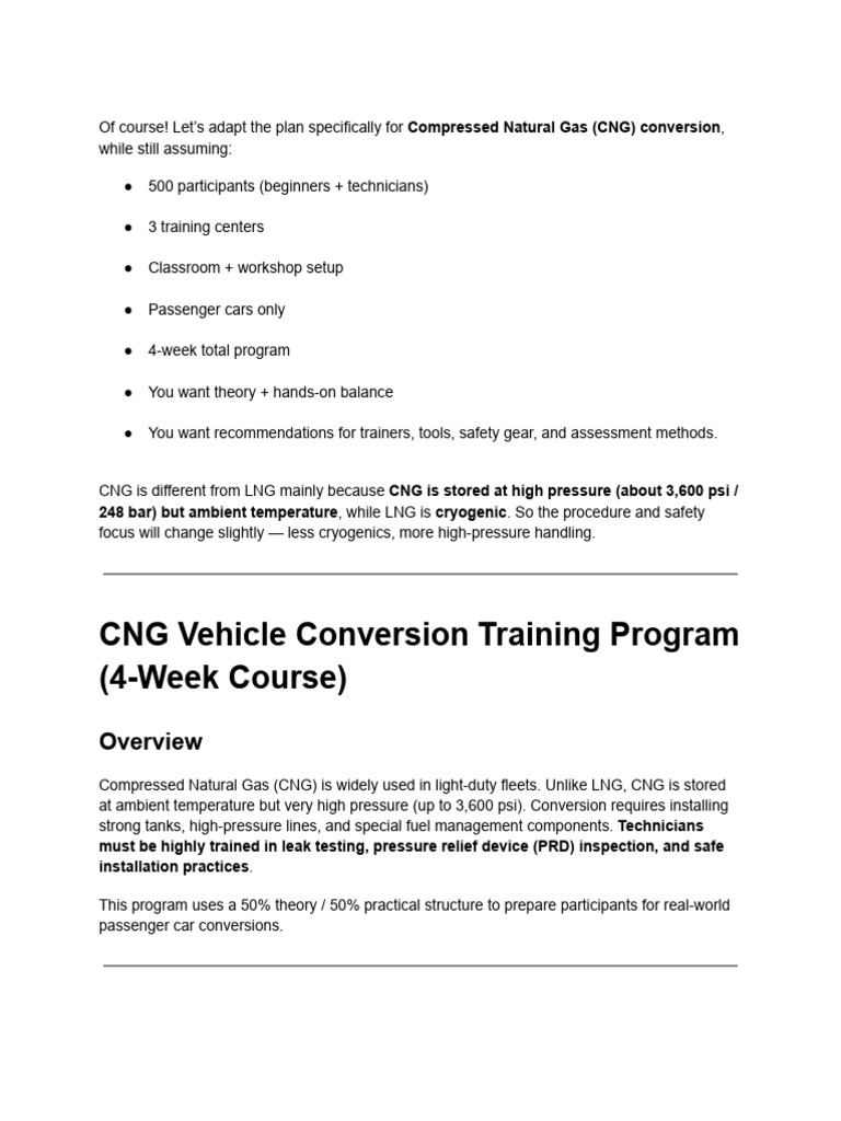 CNG Vehicle Conversion Training Program | PDF | Liquefied Natural Gas ...