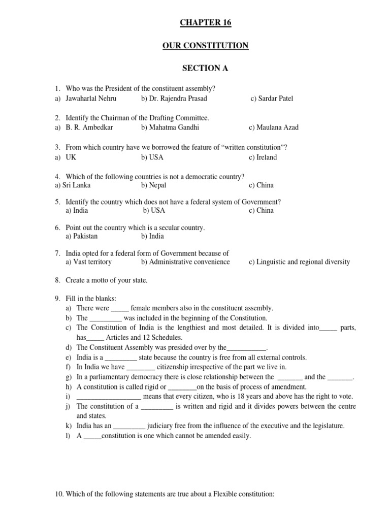 SST Question Bank Class VIII - Removed | PDF | Constitution | Political ...