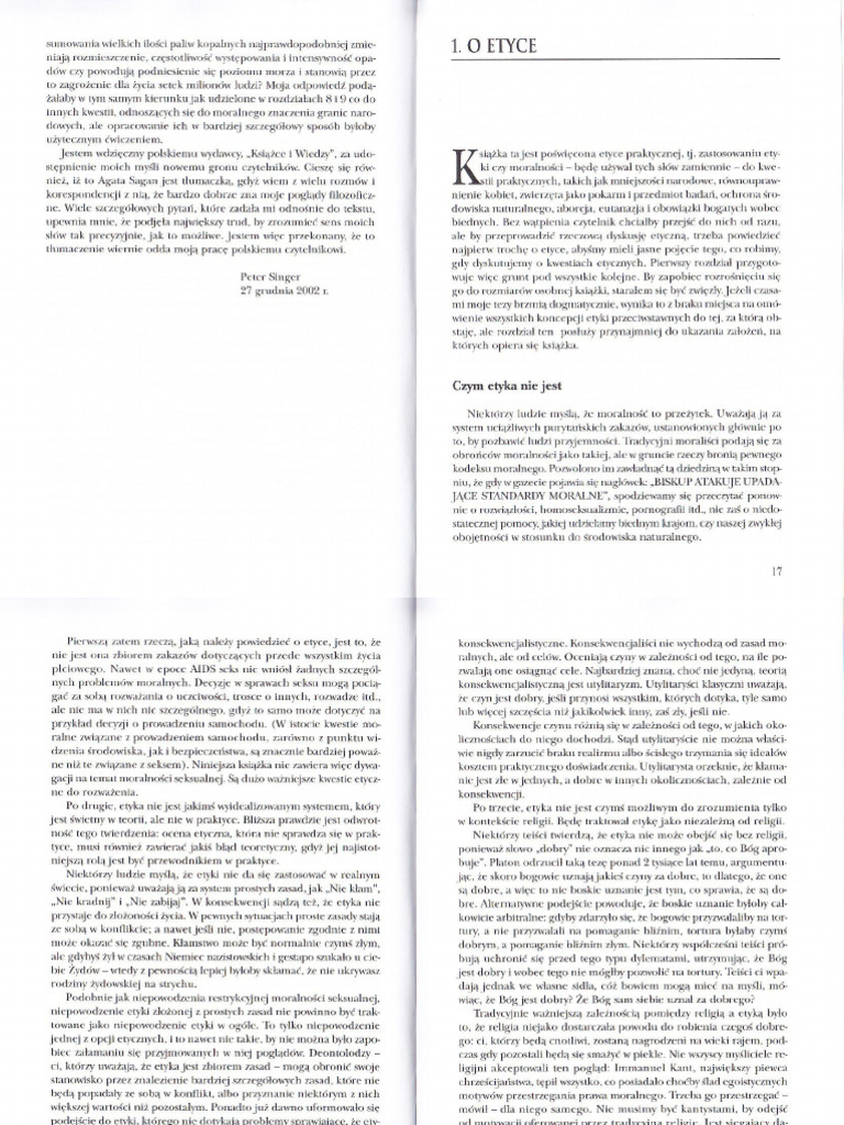 Peter Singer Etyka Praktyczna 1 | PDF