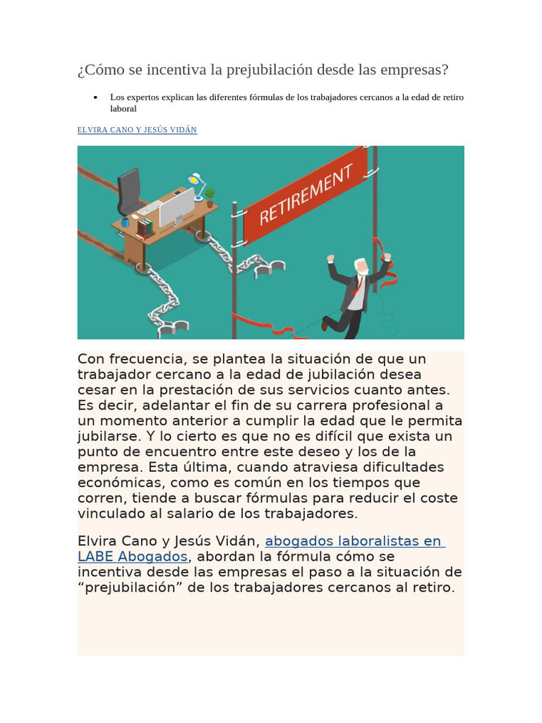 Cómo Se Incentiva La Prejubilación Desde Las Empresas | PDF ...