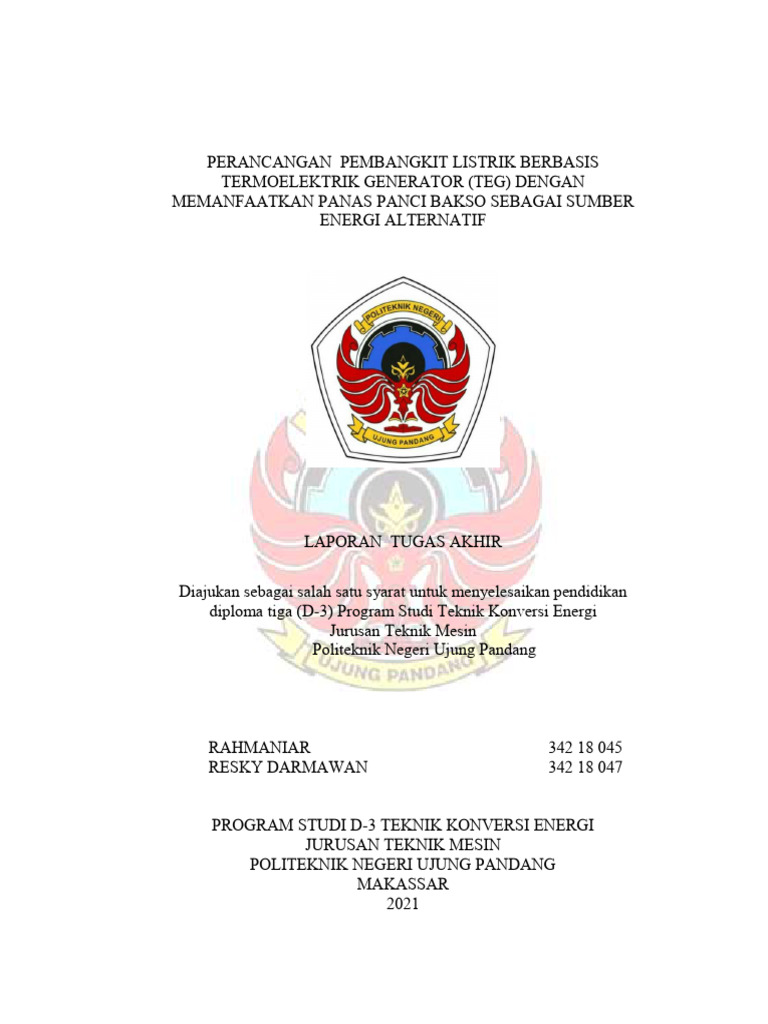 Perancangan Pembangkit Listrik Berbasis Termoelektrik Generator (TEG ...