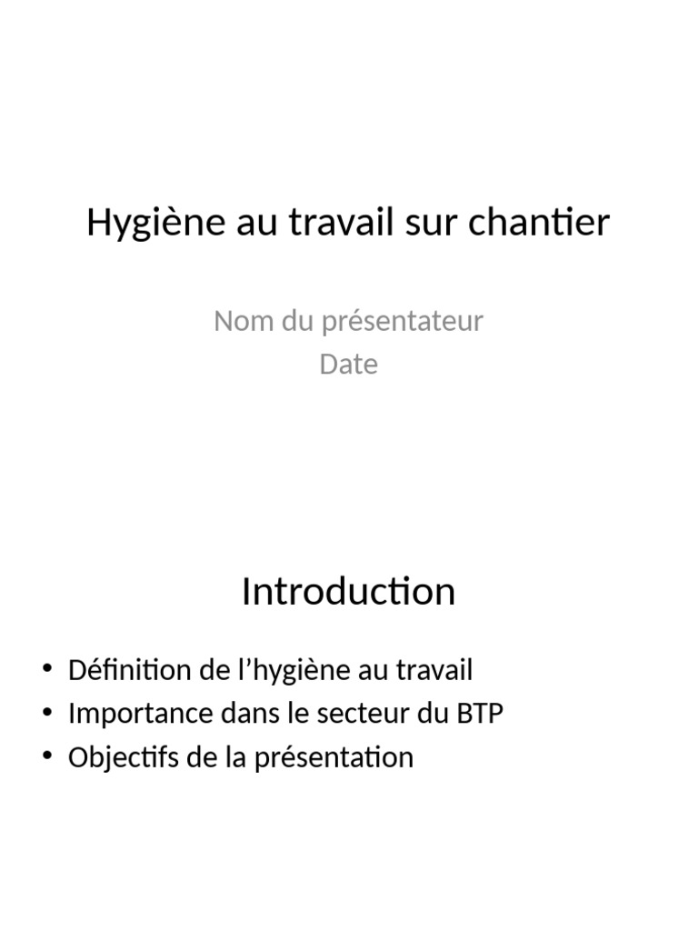 Hygiène sur Chantier : Bonnes Pratiques | PDF