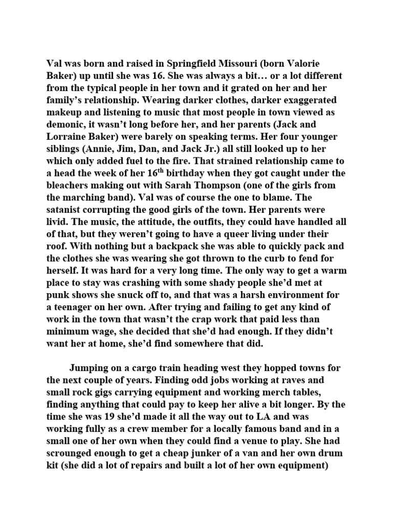 VTM - Val Backstory & Touchstones | PDF