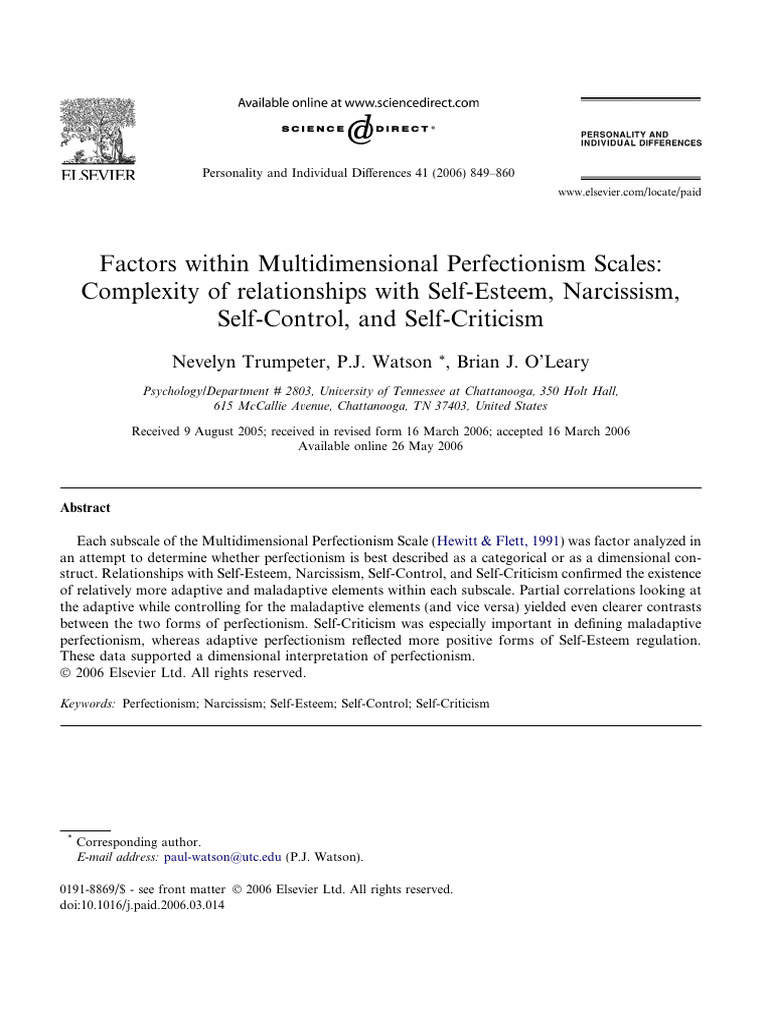 Understanding Multidimensional Perfectionism | PDF | Perfectionism ...