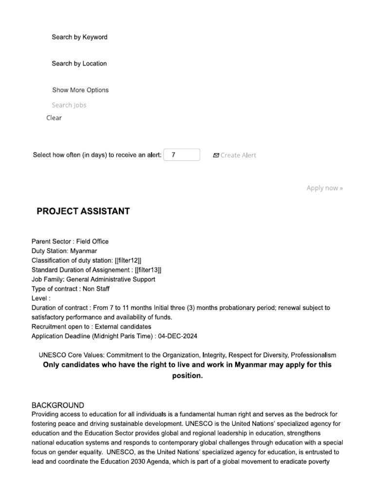 Project Assistant UNESCO | PDF