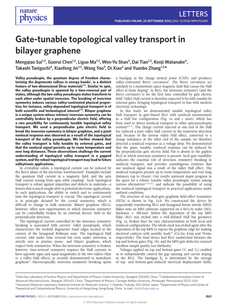 Nphys - 2015 - Gate-Tunable Topological Valley Transport in Bilayer ...