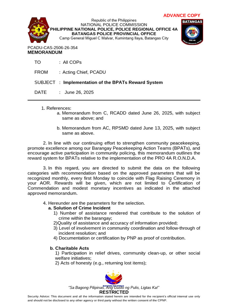 BPATs Reward System Implementation Guide | PDF | Government
