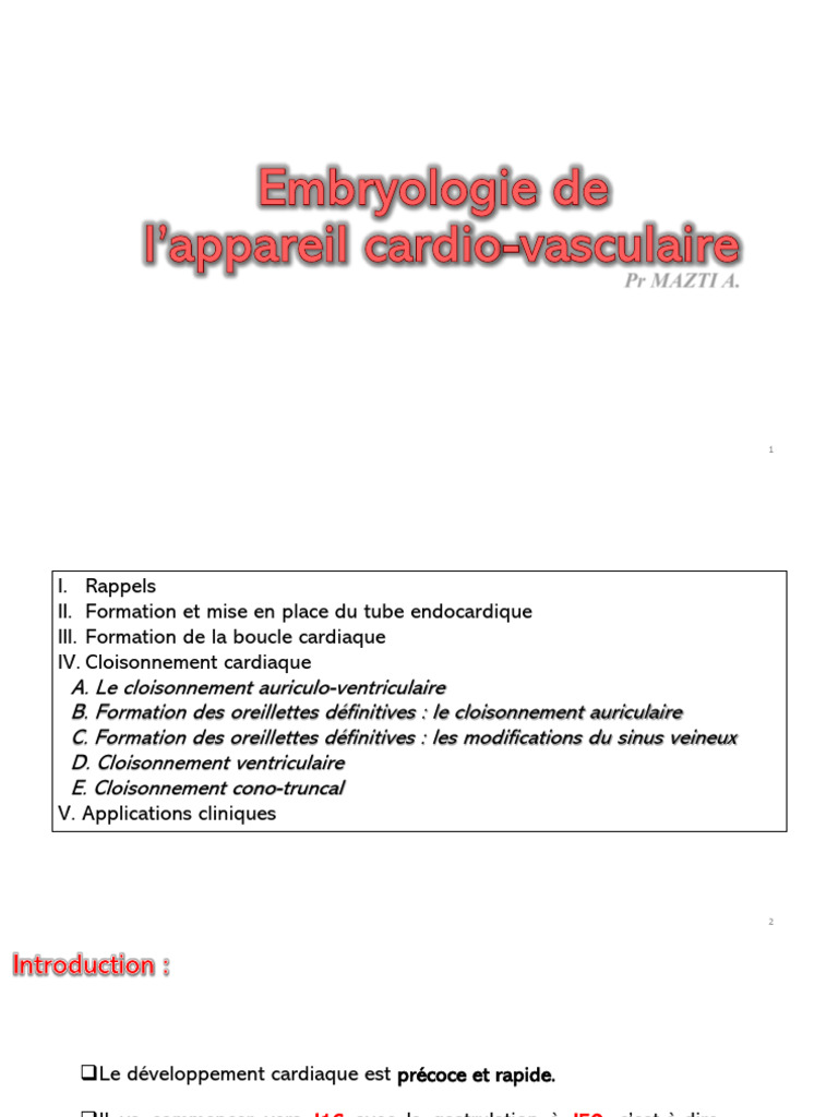 Embryologie du développement cardiaque | PDF | Spécialités médicales ...