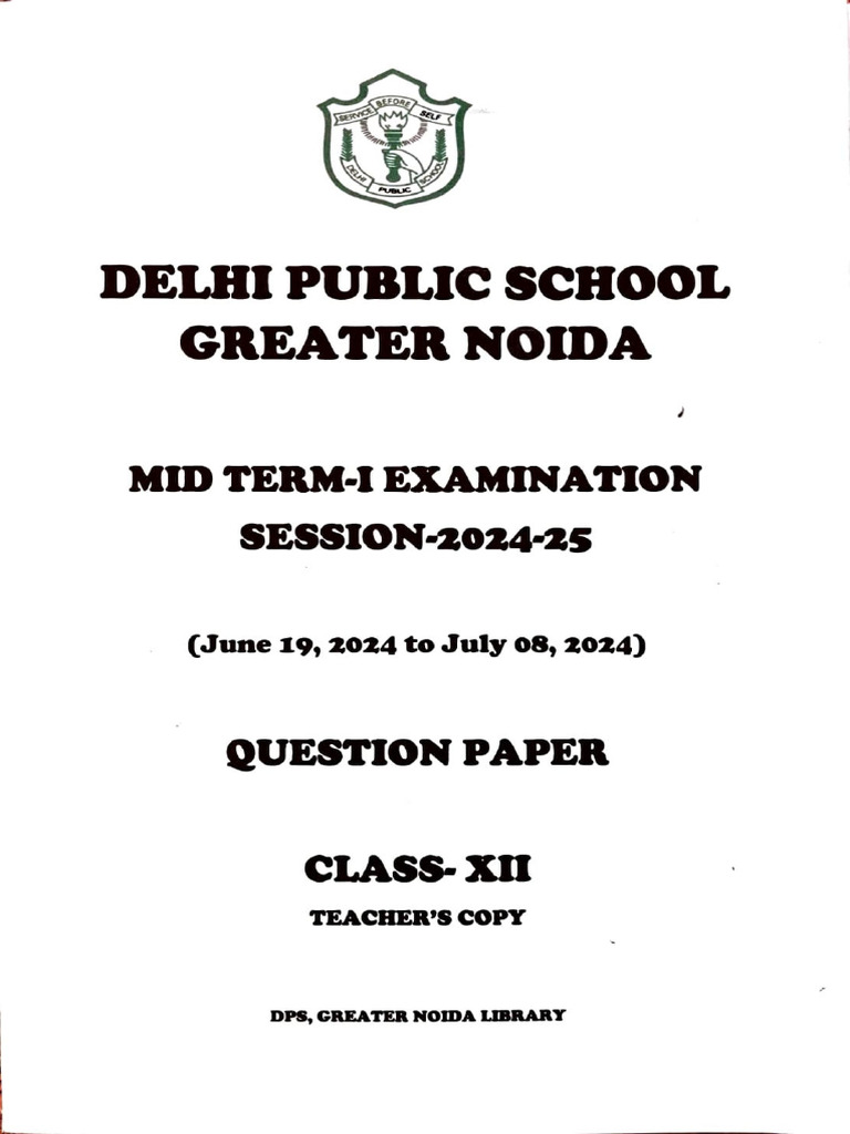 Mid Term Class XII (2024-25) | PDF