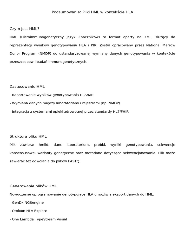 Podsumowanie HML HLA | PDF