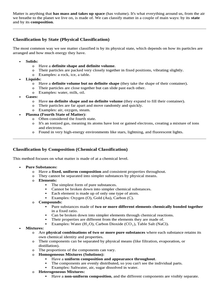 Classification by State (Physical Classification) | PDF | Chemical ...