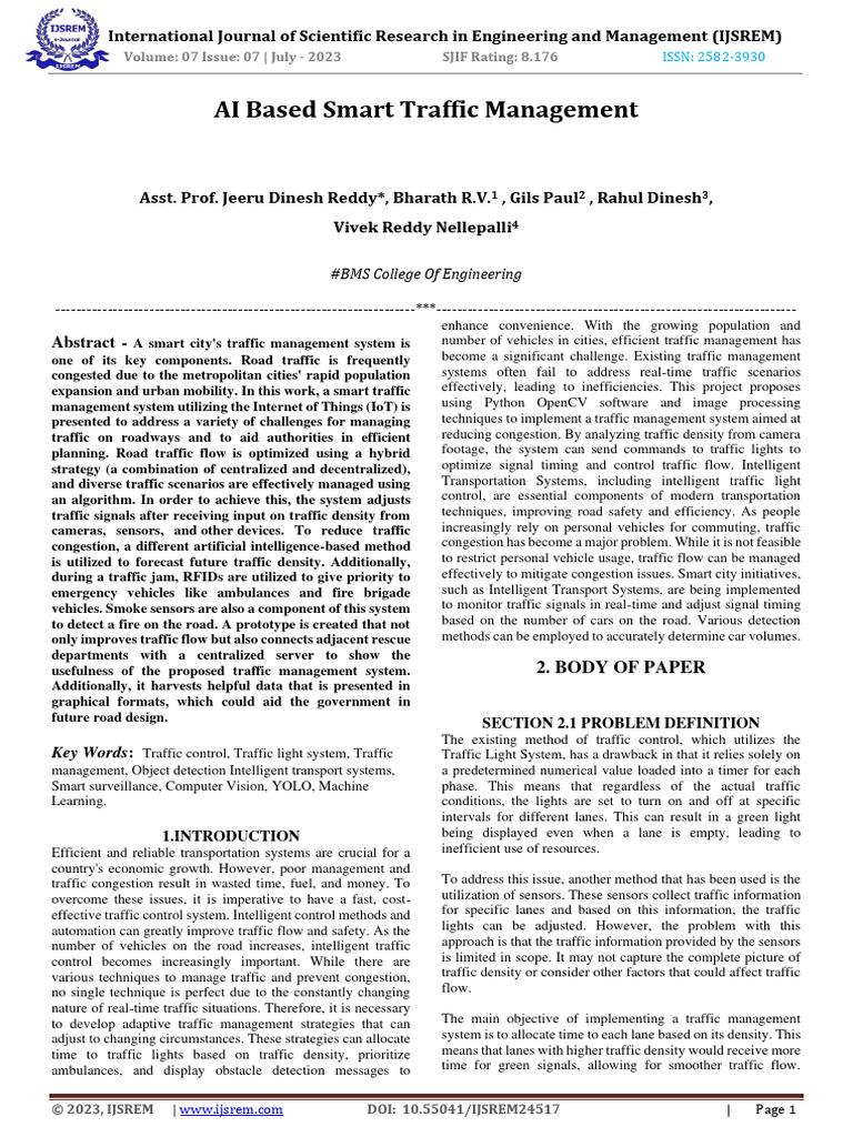 AI-Driven Smart Traffic Management System | PDF | Traffic | Traffic ...