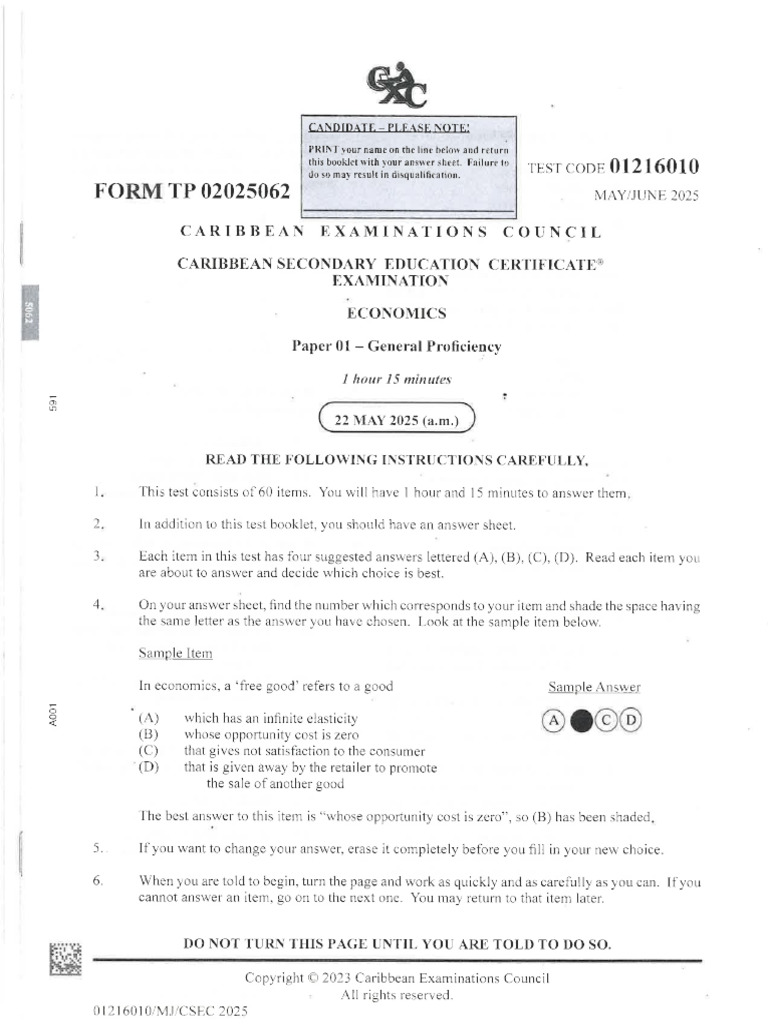 ECON Paper 1 2025 | PDF