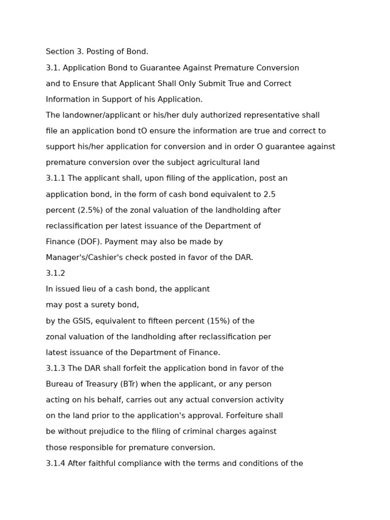 Application Bond for Land Conversion | PDF