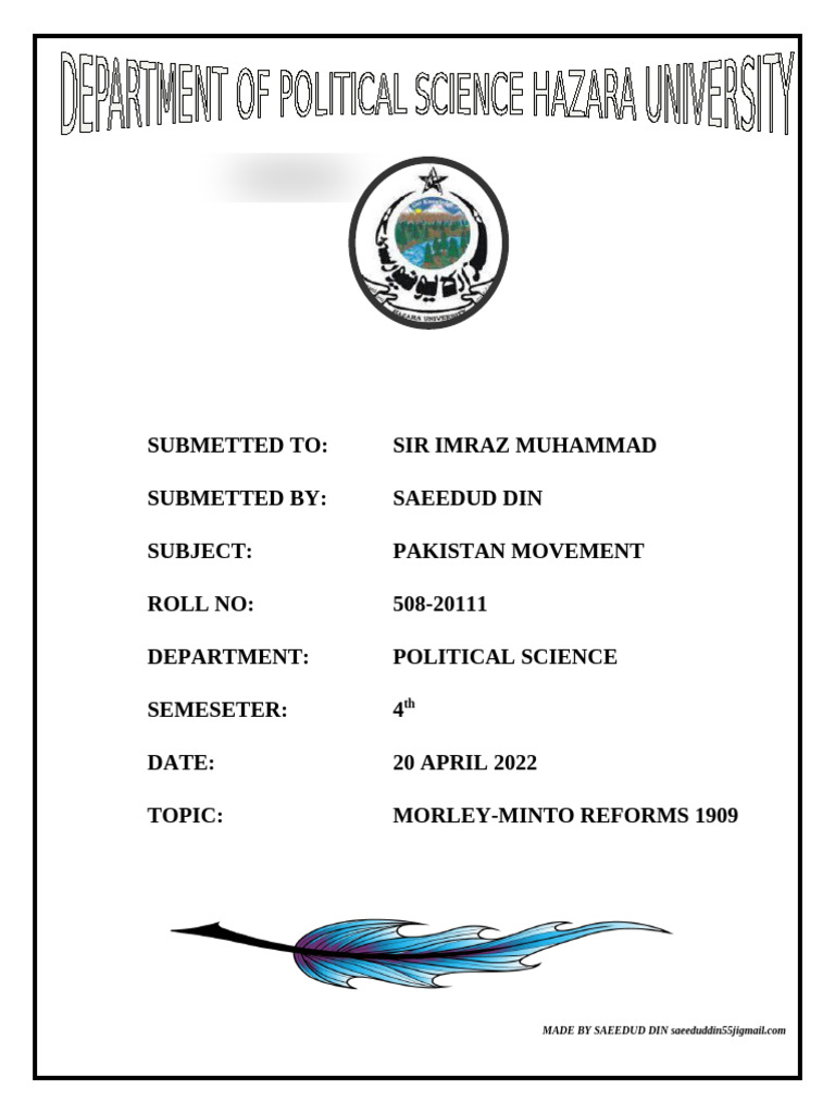 Assingment Cover Page For Political Science | PDF