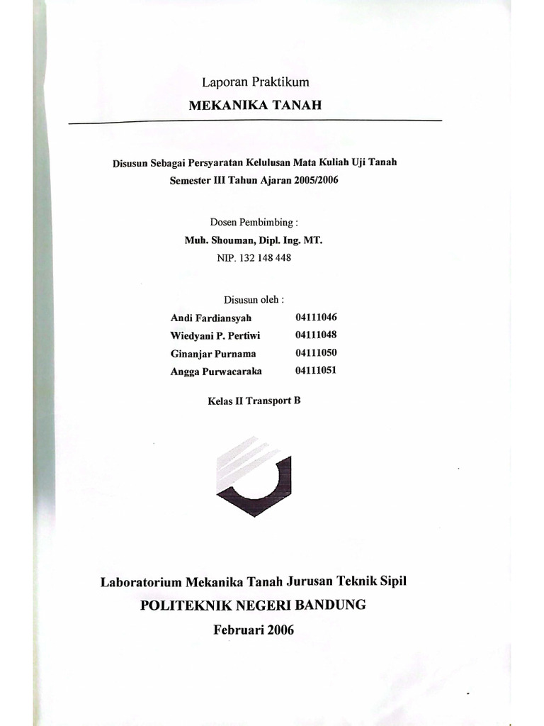 Contoh Laporan Lab Uji Tanah (Cuma 2 Bab) | PDF