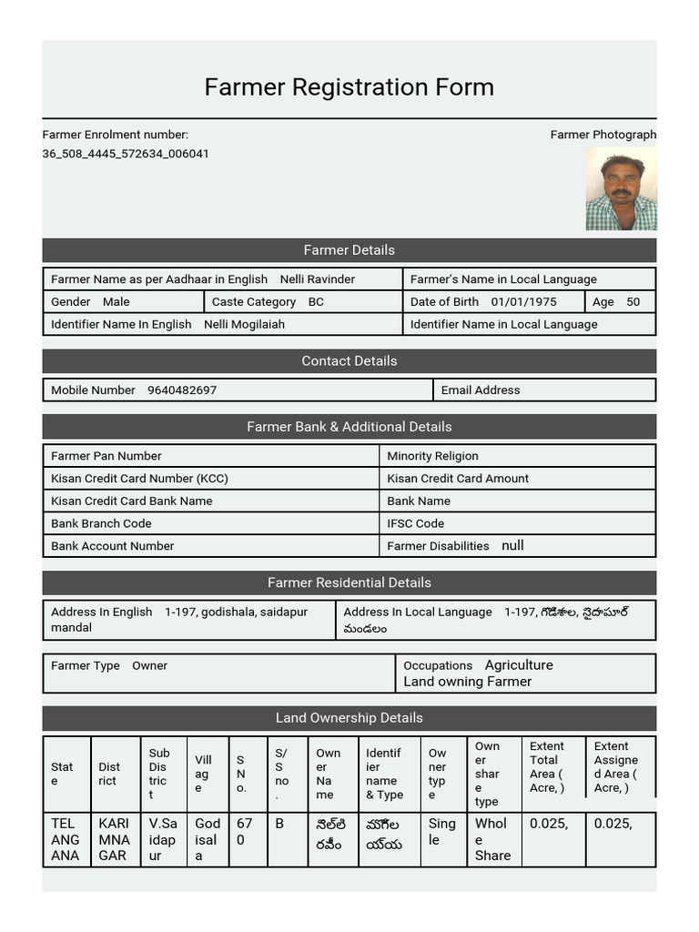 Farmer Registration Form | PDF