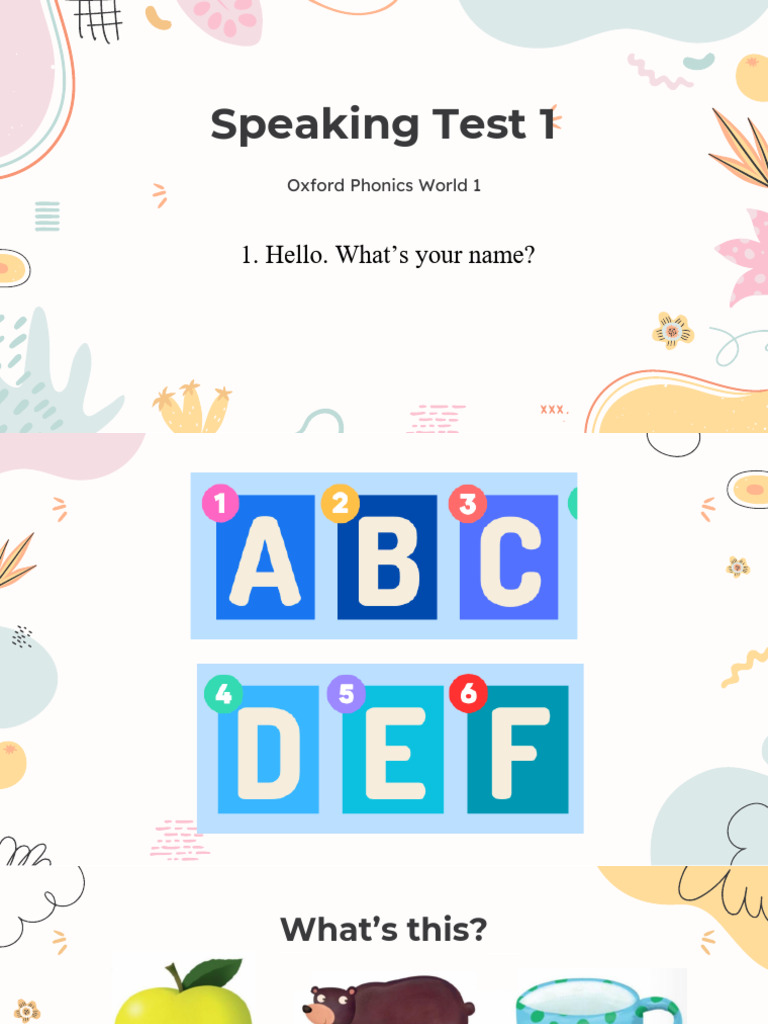 Oxford Phonics Speaking Test 1 | PDF