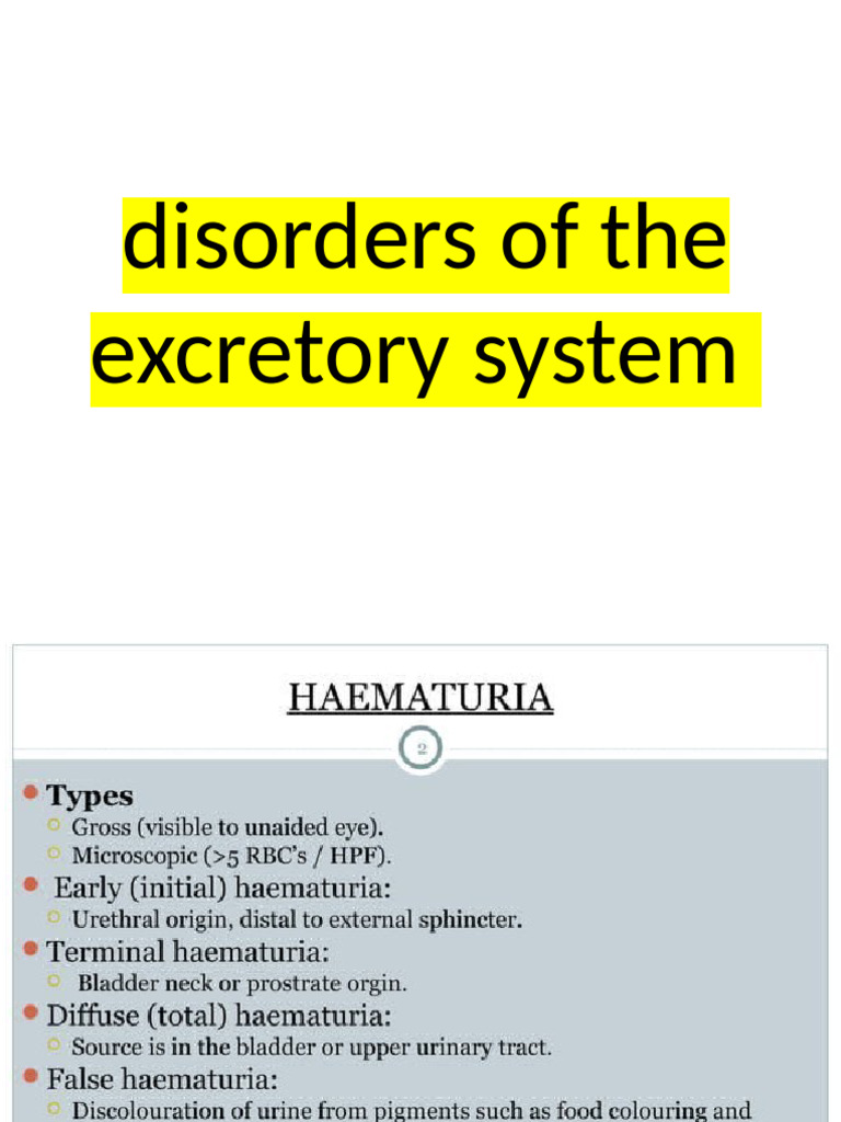 Disorders of Excretory System | PDF