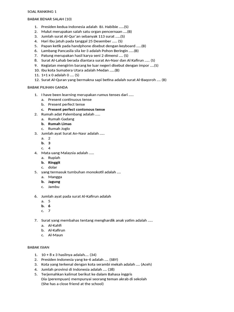 SOAL RANKING 1 | PDF