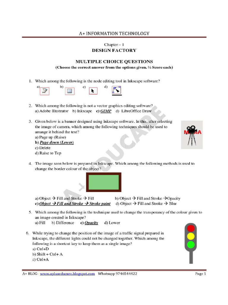 A+ Blog-sslc-it-chapter-1-Design Factory-Theory Questions-Multiple Choice Questions-Very Short ...