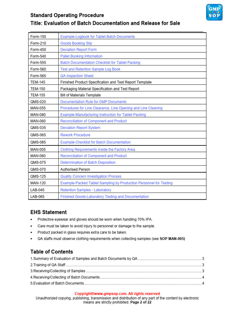 Batch Release Documentation Evaluation | PDF | Specification (Technical ...