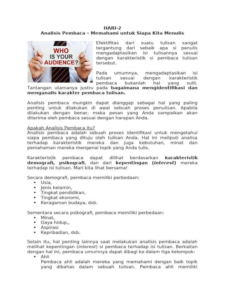 Analisis Pembaca untuk Penulisan Efektif | PDF