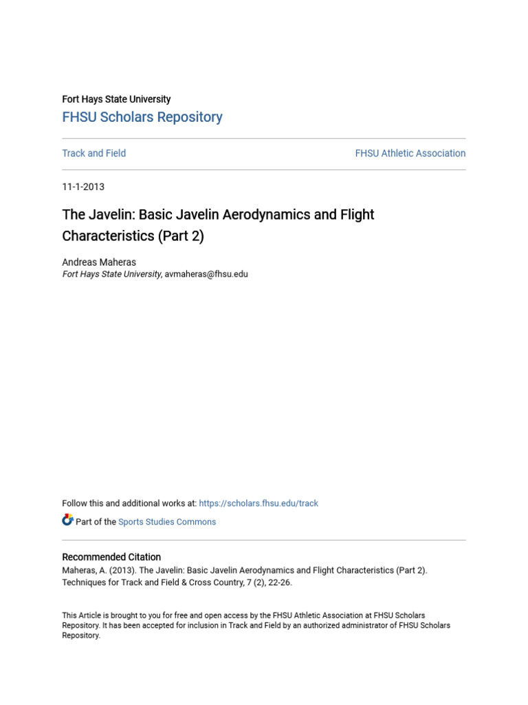 Javelin Aerodynamics for Performance | PDF | Rotation | Force