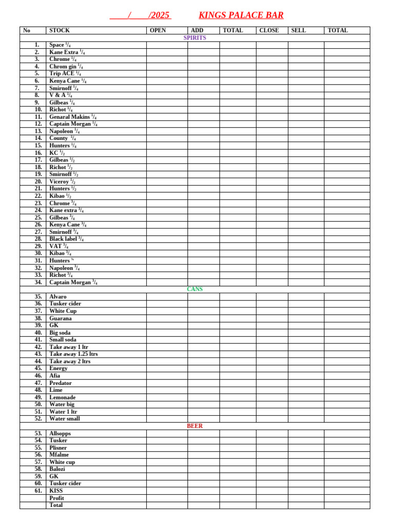 Stock List | PDF