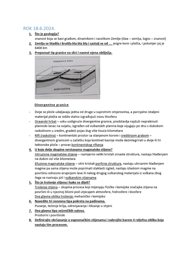 Geologija Pitanja Sa Rokova | PDF