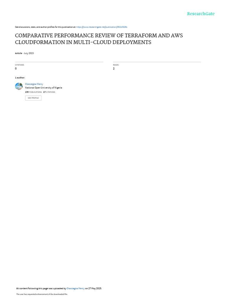Comparative Performance Review of Terraform and Aws Cloudformation in ...