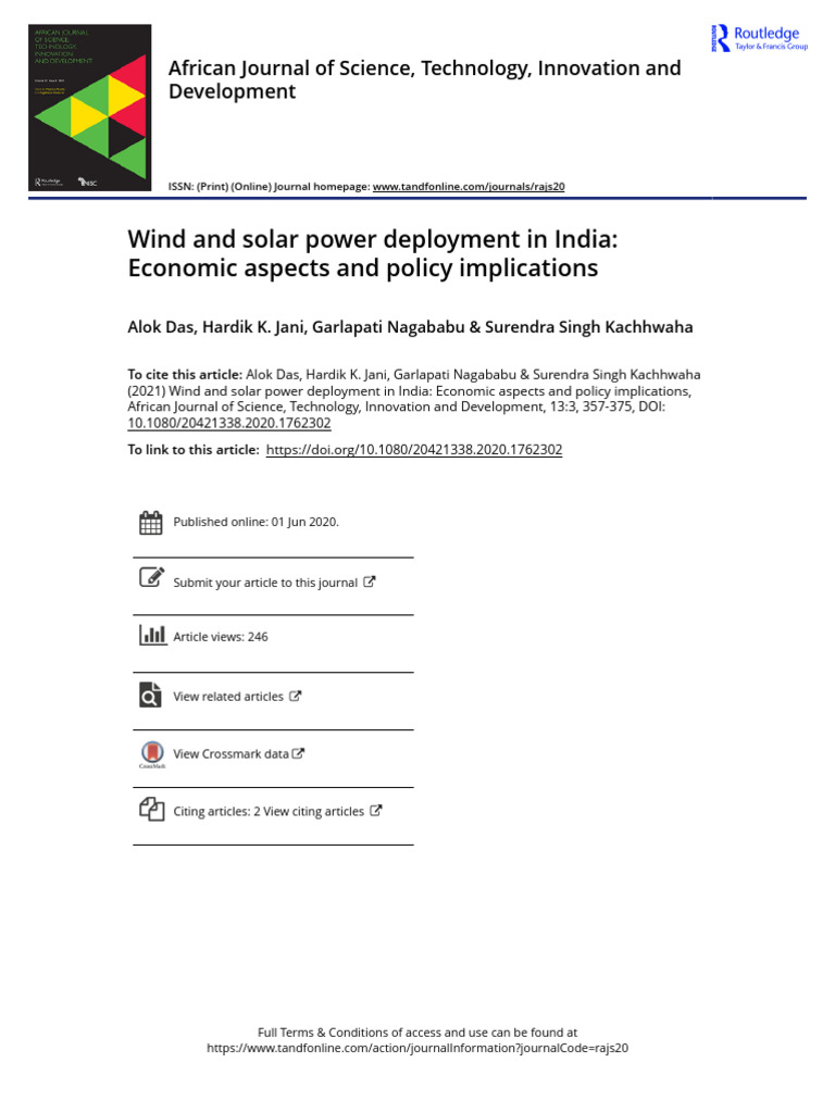 Wind and Solar Power Deployment in India Economic Aspects and Policy ...