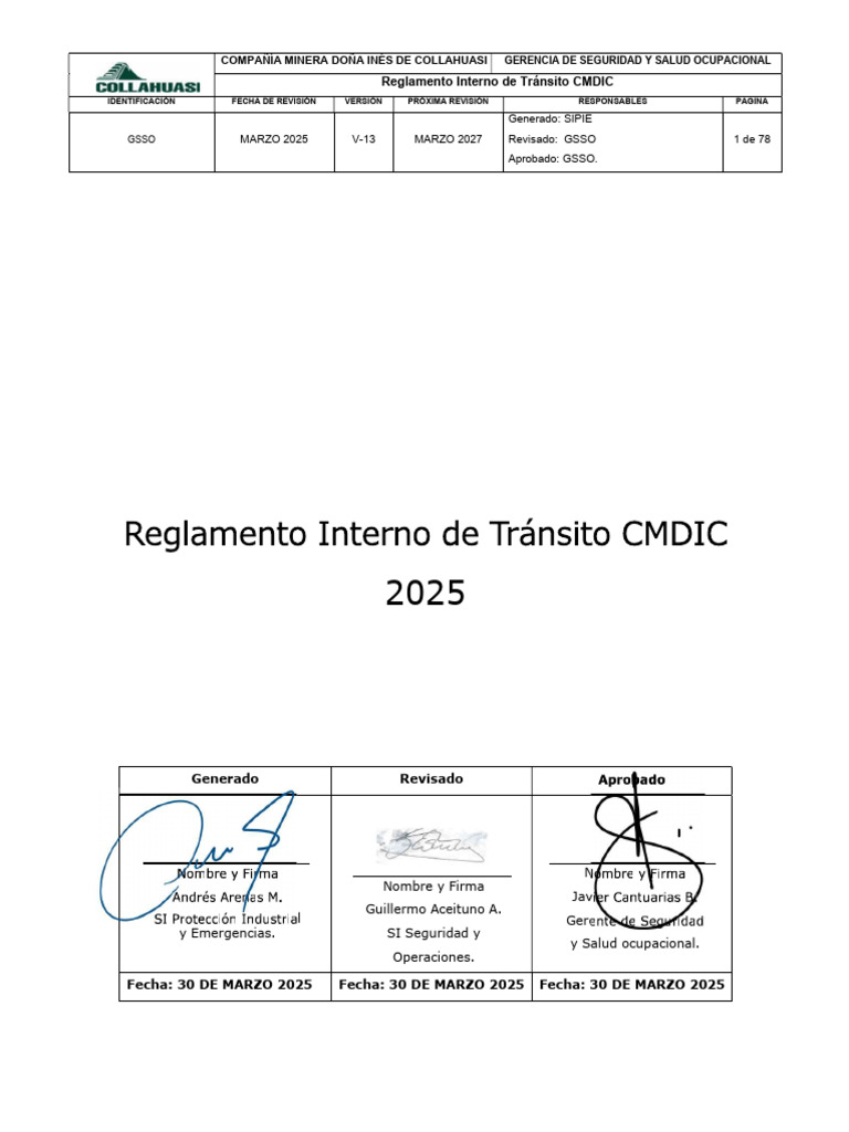 Reglamento Interno de Transito Cmdic - 2025 | PDF | Licencia de ...