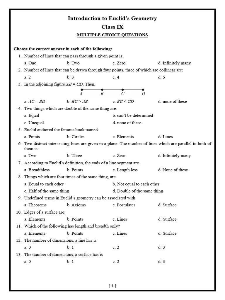 Class-IX - Introduction To Euclid's Geometry | PDF | Mathematical ...