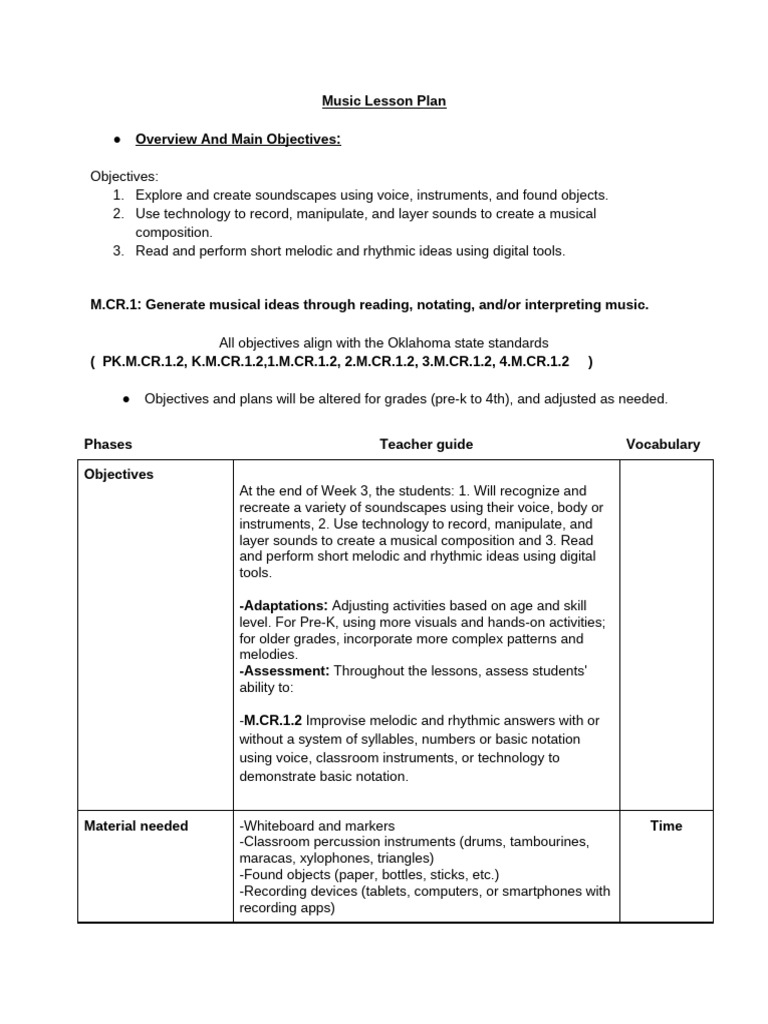 Music Lesson Plan: Soundscapes & Tech | PDF | Musical Compositions | Rhythm