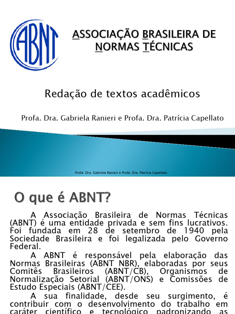 Aula Apresentação ABNT 1610 | PDF | Abstract (resumo)