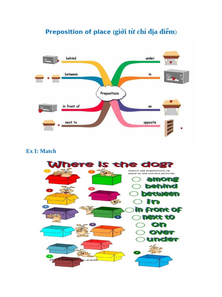 Prepositions of Place Exercises | PDF
