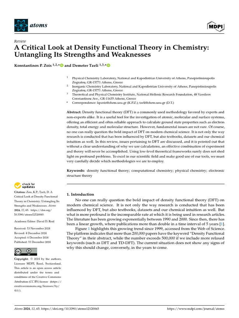 A Critical Look at Density Functional Theory in CH | PDF | Density Functional Theory ...