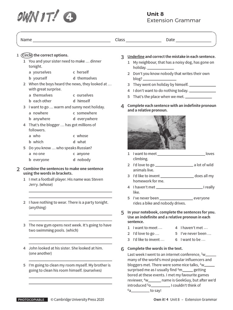 Extension Grammar Unit8 Without Answers | PDF | Linguistics