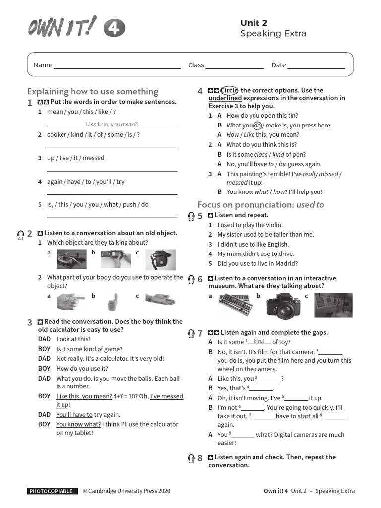 Speaking Extra: Using Objects Guide | PDF