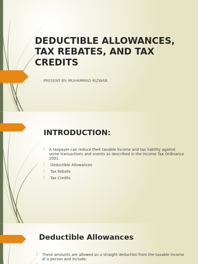 Deductible Allowances and Tax Benefits | PDF