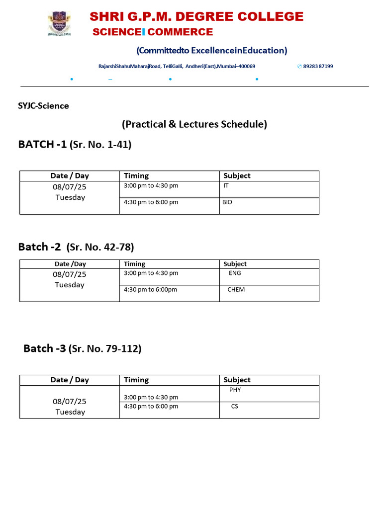 12th Practical Timetable Arihant | PDF