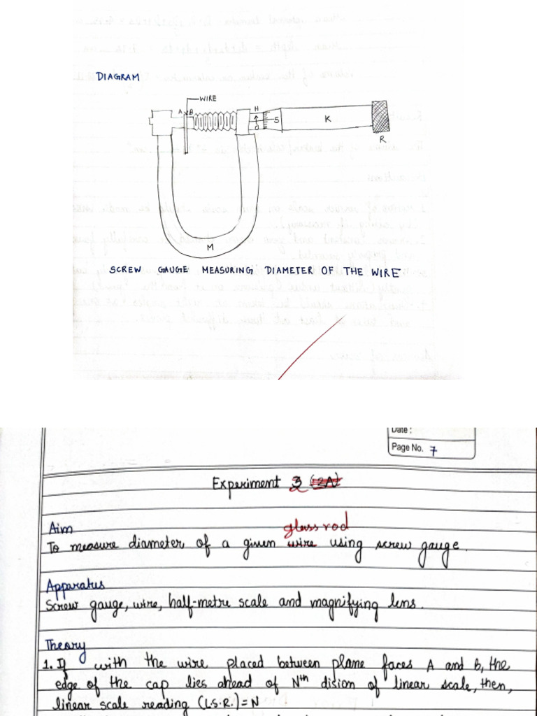 Phy Pr..Expt..2.. Screw Gauge GL Rod..Class XI | PDF
