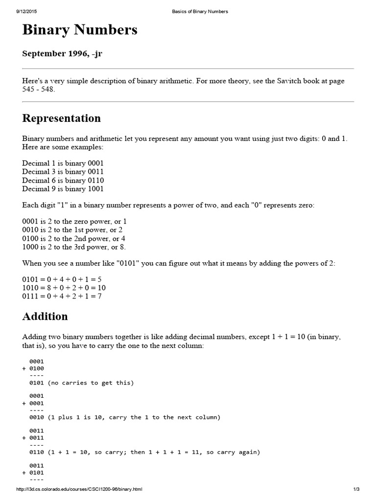 Introduction to Binary Numbers | PDF | Byte | Computer Architecture