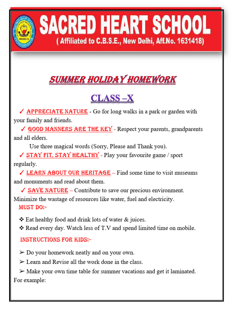 Holidays Homework Class 10-2 | PDF | Numbers | Zero Of A Function