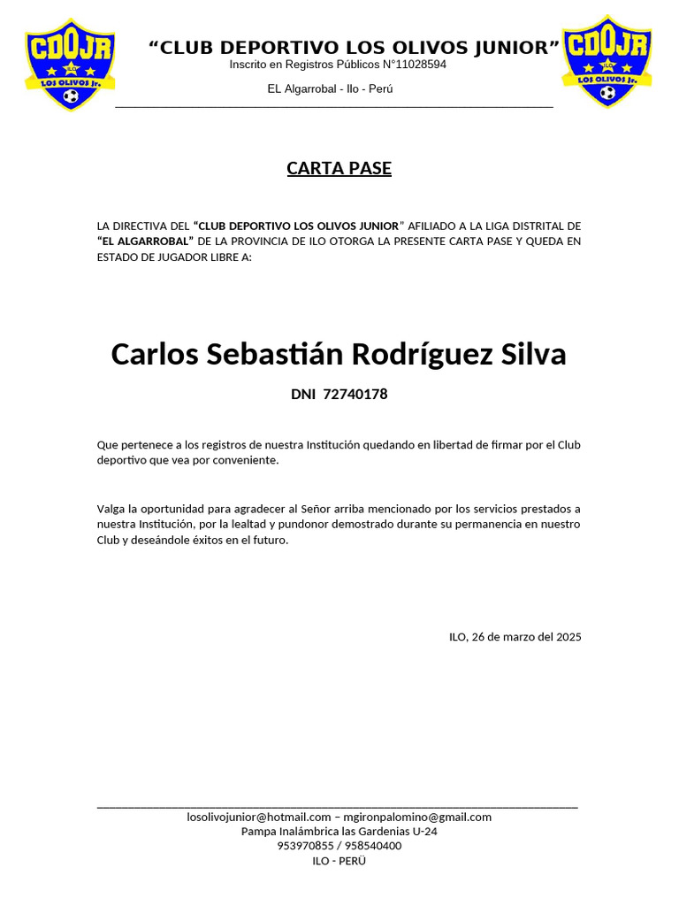 Carta Pase | PDF