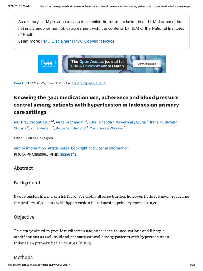 Knowing the Gap_ Medication Use, Adherence and Blood Pressure Control ...