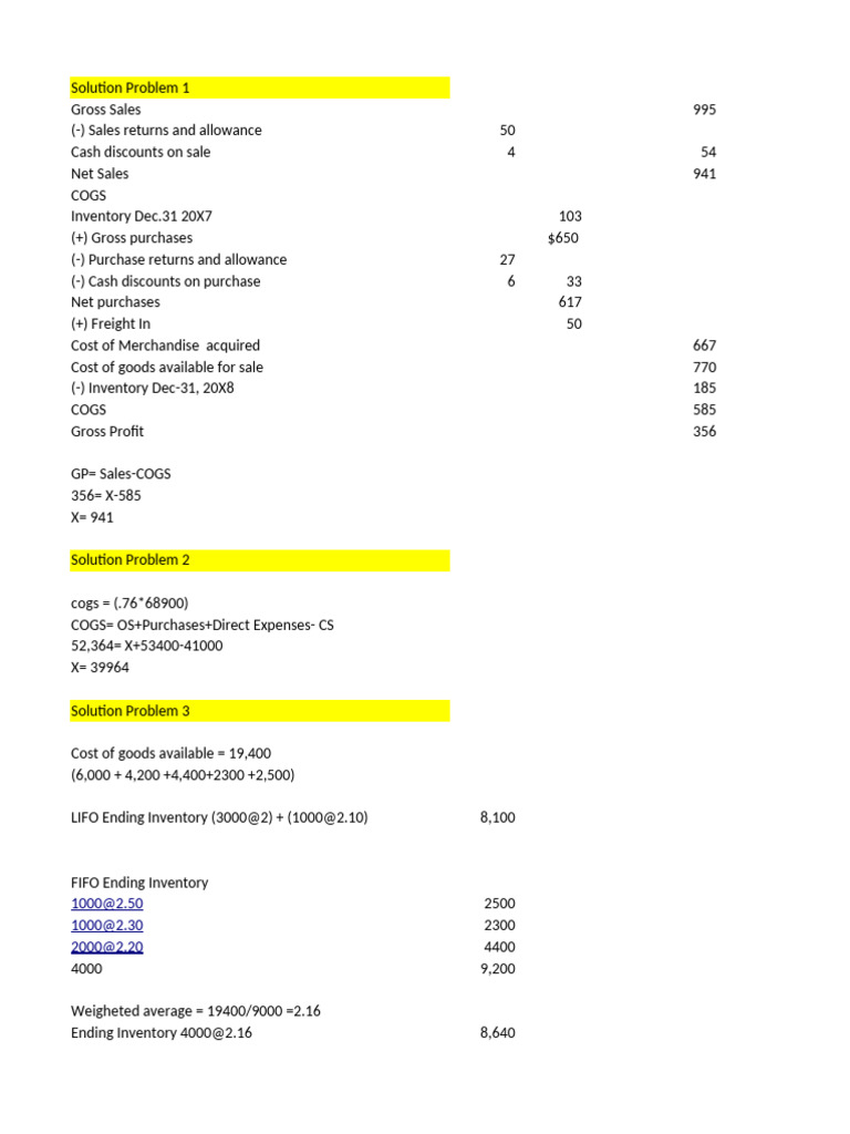 Solution Inventory Valuation | PDF | Cost Of Goods Sold | Inventory