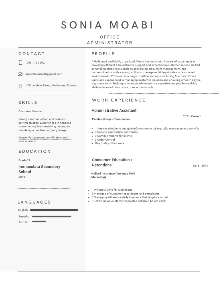 Minimalist White and Grey Professional Resume PDF | PDF | Waste ...